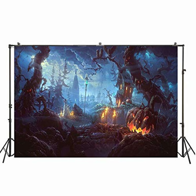 6.5x5ft Vinyl Halloween Horror Night Backdrop Ghost Tree Grimace ...
