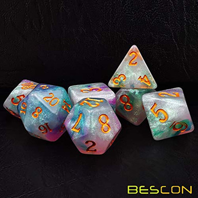 Bescon Magical Stone Dice Set Series 7pcs Polyhedral RPG Dice Set Fairy ...