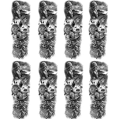 Leoars Military Temporary Sleeve Tattoos, 8-Sheet Large Full Arm Sleeve ...