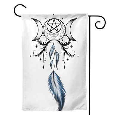 Cute Triple Moon Wicca Wiccan Dianic Small Garden Flag Vertical Double ...