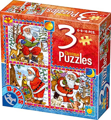 DToys Puzzles Santa s Woodland Friends Children s Jigsaw Puzzle 3Pack 6 ...