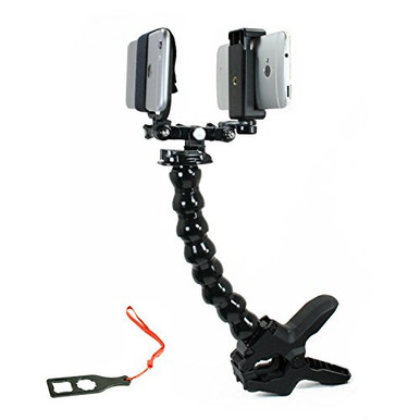 Action Mount Dual Device Jaws Clampa Setup for Video Recording with 2 ...