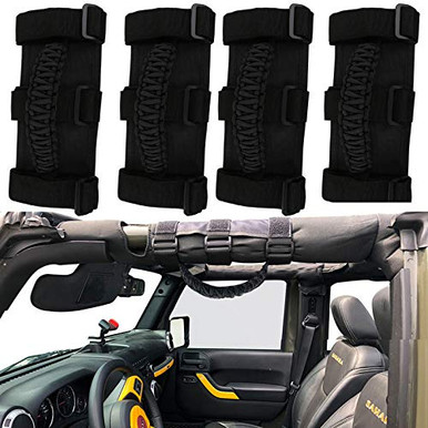 4 X Roll Bar Grab Handles Jeep Grip Handle 3 Straps Handles Fit for 2 ...