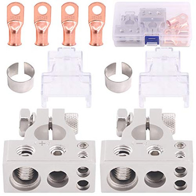 Glarks 8Pcs Silver Car Battery Terminal Connectors with Copper Wire ...