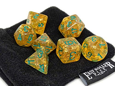 Golden Ocean Reef with Teal Font Polyhedral Dice Set 7 Piece Matching ...