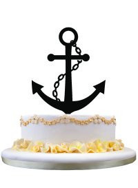 Nautical Style Cake Topper with Anchor Silhouette Birthday Party ...