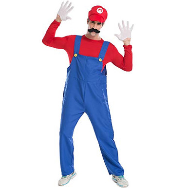 Adult Men Super Mario Brothers Costume Halloween Luigi Wario and ...
