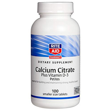 Rite Aid Calcium Citrate Plus Vitamin D3 Smaller Size Tablets 100 Count ...