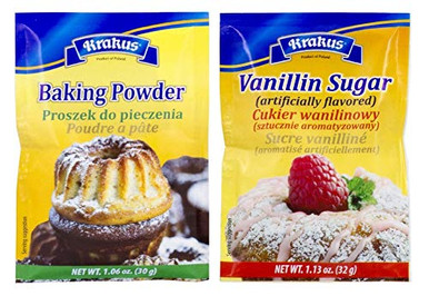 KRAKUS set VANILLIN SUGAR 1 13 oz 32g x 10 pack and BAKING POWDER 1 06 ...