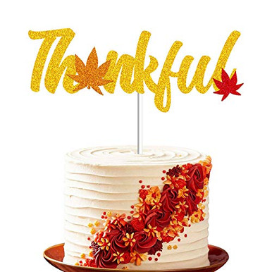 MAGBEA Thankful Cake Topper Happy Thanksgiving Cake Topper Decorations ...