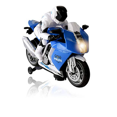 WolVol Cool Bump and Go Police Motorcycle 2 Wheeled Vehicle Toy with ...
