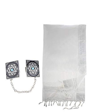 Acrylic Jewish Prayer Shawl with Tzitzit Fringe With Star of David ...