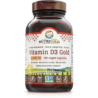 Nutrigold FoodSourced Vitamin D3 5000 IU 120 Capsules Natural Vitamin D ...