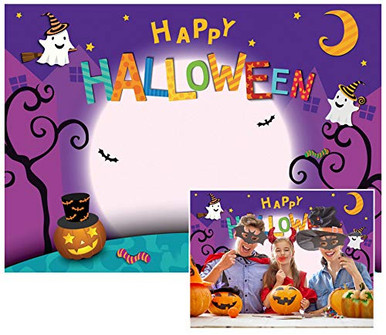 WOLADA 10x8ft Cartoon Halloween Photo Backdrop Pumpkin Moon Photography ...