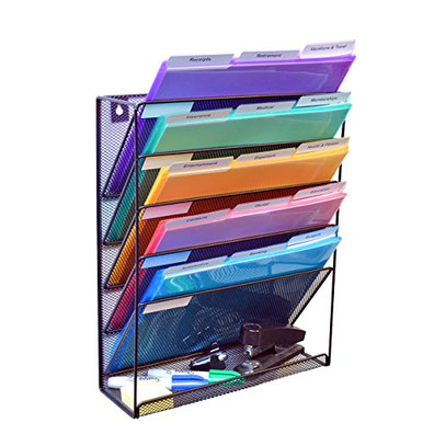 Ultimate Office Mesh Wall File Organizer 5 Tier Vertical Mount Hanging ...
