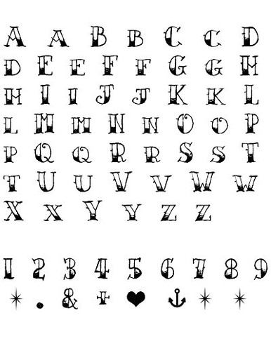 Sailor Jerry Alphabet Temporary Tattoo Realistic Black Number Symbol ...