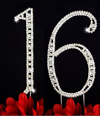 Sweet 16 Birthday Cake Topper - Large 4.5 Inches Tall 16th Birthday ...