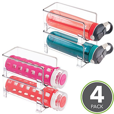 mDesign Stackable Water Bottle Storage Rack for Kitchen Cabinet ...