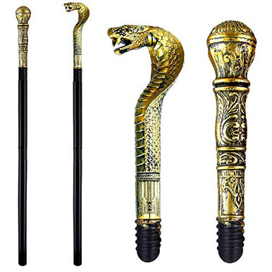 Cooraby 2 Pack Cobra Staff Cane Egyptian Gold Pimp Cane Antique Pimp ...