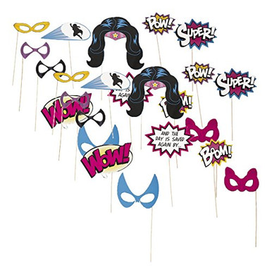 Fun Express Superhero Girl Photo Booth Stick Props (2Packs ...