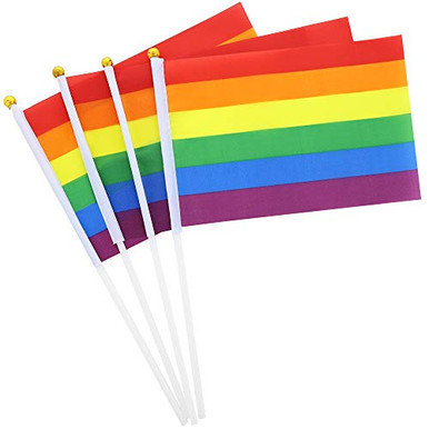 Juvale Rainbow Gay Pride Flag Handheld Stick Flags 12 in 60 Pack ...