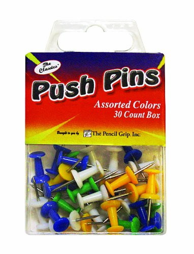 Pencil Grip The Classics Push Pins Assorted Colors 30 Pins per Box 6 ...