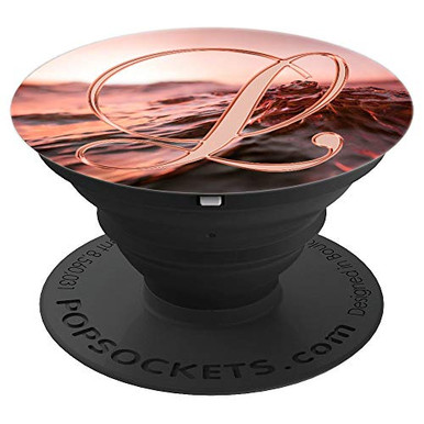 L Pink Beach Ocean Waves Sunset Lake Monogram Initial Letter PopSockets Grip and Stand for ...