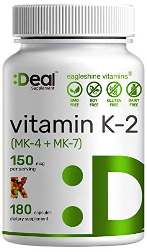 Vitamin K2 MK7 Menaquinone7 Plus MK4 Menaquinone4 150 mcg Per Serving ...