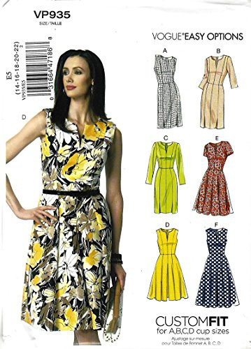 Vogue Easy Options Pattern VP935 Misses Dress with Variations Size ...