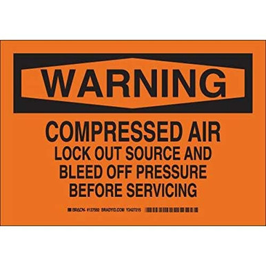 Brady 127592 Lockout Tagout Sign Legend Compressed Air Lock Out Source ...