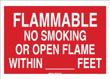 Brady 25109 Plastic 7 X 10 Sign Legend Flammable No Smoking Or Open ...