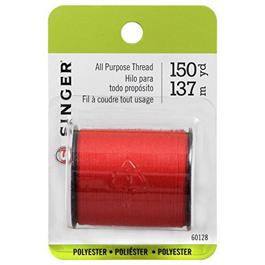 SINGER 60128 All Purpose Polyester Thread, 150 yards, Red ...