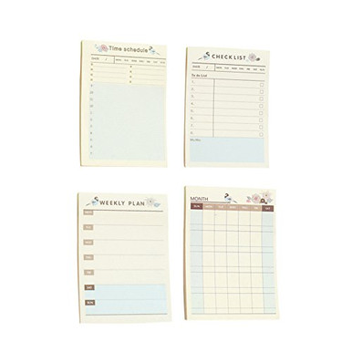 4 Pads Of Creative Desk Note Pad Weekly Plan Check List Time Scheduale ...
