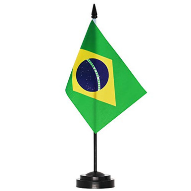 ANLEY Brazil Deluxe Desk Flag Set 6 x 4 Inch Miniature Brazilian ...