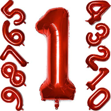 40 inch Red Number 1 Balloons Helium Foil Birthday Party Digit Balloons ...