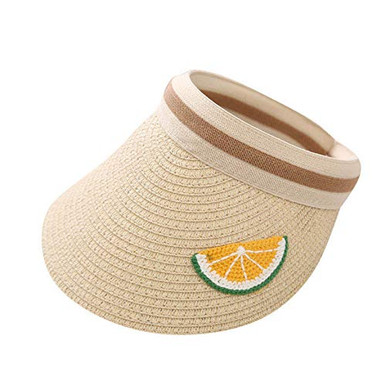 Woman's Sun Hat Raffia Visor Beach Hat UV Protective Cute Visor Hollow ...