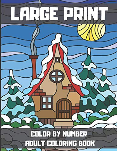 Large Print Color By Number Adult Coloring Book 50 Easy and Beautiful ...
