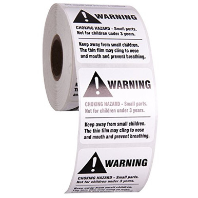Warning Choking Hazard Stickers by Kenco 2 X 2 Black on White FBA ...
