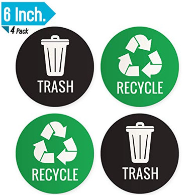 Recycle Vinyl Sticker Trash Can Stickers Green Recycle Stickers 6 Large ...