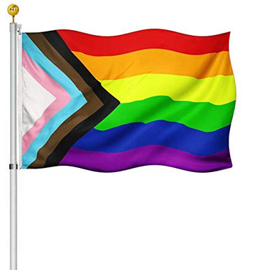 Progress Pride Inclusive POC Rainbow Flag 3x5 Outdoor Vivid Color LGBTQ ...