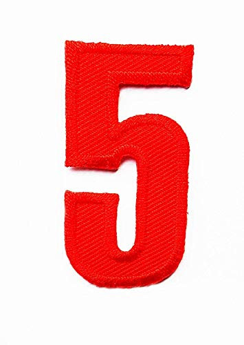 2 INCH Red Number 5 Patch Sport Football Logo for T Shirt Jeans Bags ...