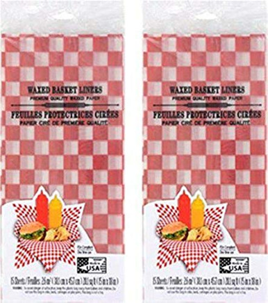 Waxed Basket Liners Red White Checkered Deli Paper Sheets for Food BBQ ...