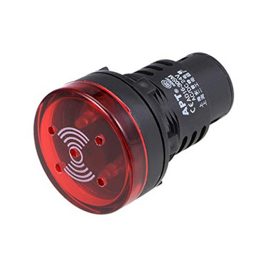 uxcell Red Indicator Light with Buzzer AC DC 24V 28mm Panel Mount ...