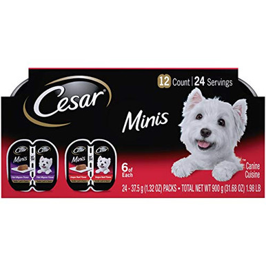 CESAR Minis Wet Dog Food Tender Loaf in Sauce Variety Pack Filet Mignon ...