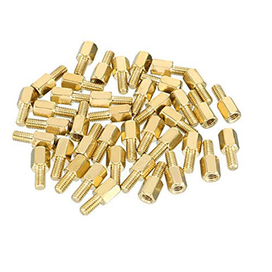 uxcell 40pcs M3 6 6mm Female Male Thread Brass Hex Standoff Spacer ...
