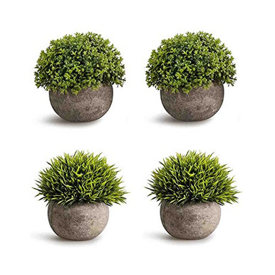 CEWOR 4 pack Artificial Mini Plants Plastic Mini Green Plants Topiary ...