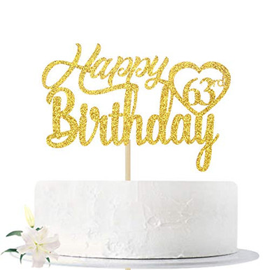 Gold Glitter Happy 63rd Birthday Cake Topper Hello 63 Cheers to 63 ...