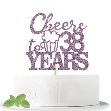 Purple Glitter Cheers to 38 Years Cake Topper for 38th Anniversary 38th ...