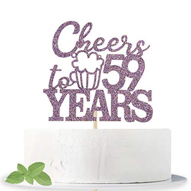 Purple Glitter Cheers to 59 Years Cake Topper for 59th Anniversary 59th ...