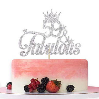 Silver Glitter 59 Fabulous Cake Topper 59th Birthday Cake Decorating ...